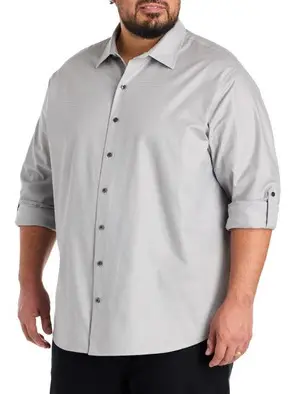 SYNRGY BY DXL Big & Tall Textured Sport Shirt - Light Grey