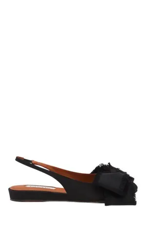 LANVIN Slingback Ballerina Flat In Satin With Oversized Bow