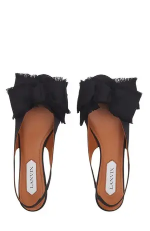 LANVIN Slingback Ballerina Flat In Satin With Oversized Bow