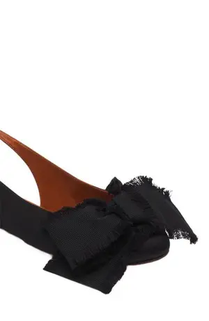 LANVIN Slingback Ballerina Flat In Satin With Oversized Bow