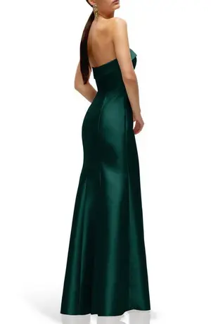 Alfred Sung Strapless Satin Gown - Evergreen