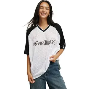 COTTON ON Oversized V-neck Raglan Jersey - Studio 21  White