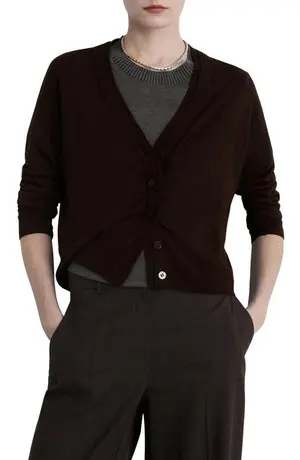Mango V-neck Fine Knit Cardigan - Chocolate