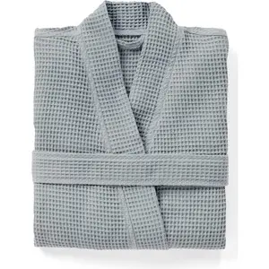 COYUCHI Gender Inclusive Waffle Weave Organic Cotton Robe - Lagoon