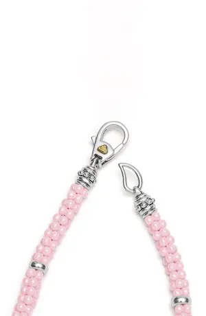 Lagos Pink Caviar Ceramic Beaded Station Bracelet - Pink/ Silver