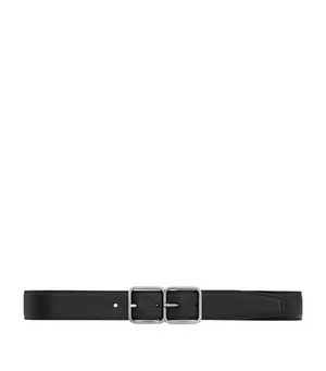 Saint Laurent Leather Double Boucle Cadre Belt - Black