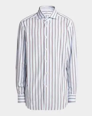 Kiton Alternating Stripes Sport Shirt - Lt Blu