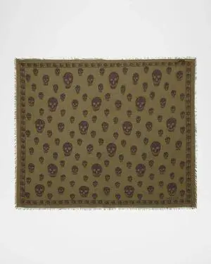 Alexander McQueen Apos;s Abstract Skull Scarf - Olive/oxbl
