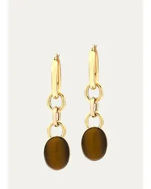 FARAONE MENNELLA BY R.F.M.A.S. Faraone Mennella Mama 18k Yellow Gold Tiger's Eye Drop Earrings - Brown