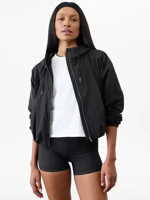 ATHLETA ジップアップジャケット M Athleta Day Drift Crinkle Sheen Jacket In Black - 37% Off