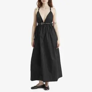 GANNI Duchesse Nylon Strap Midi Dress