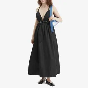 GANNI Duchesse Nylon Strap Midi Dress