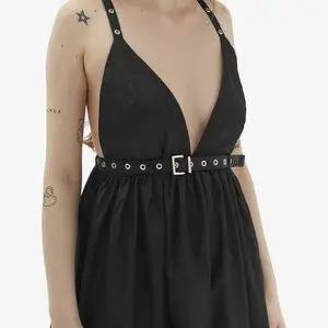 GANNI Duchesse Nylon Strap Midi Dress