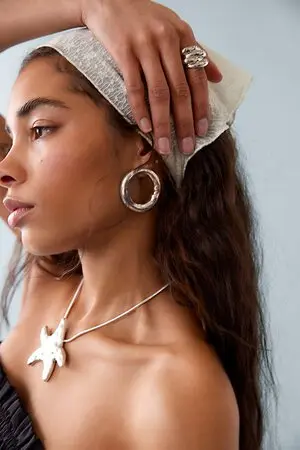 Free People Una Hoop Earrings Silver