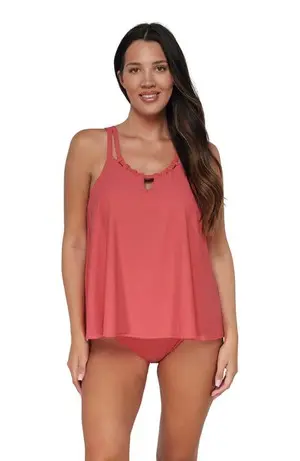 PACIFICA BY SUNSETS Sadie Tankini Top - Hibiscus Tea