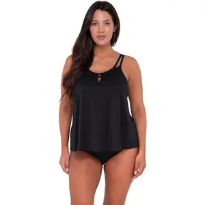 SUNSETS ESCAPE Sadie Tankini Swimsuit Top - Black