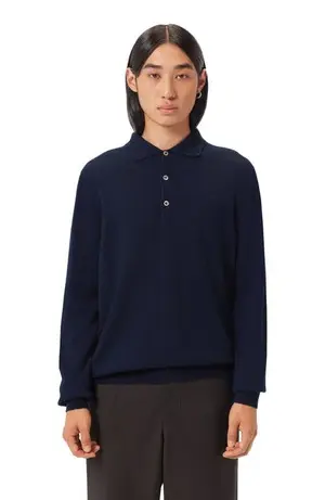 Gobi Cashmere Essential Cashmere Polo Sweater Navy