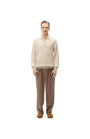 GOBI MONGOLIAN CASHMERE Essential Cashmere Polo Sweater - Off White