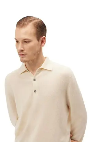 GOBI MONGOLIAN CASHMERE Essential Cashmere Polo Sweater - Off White