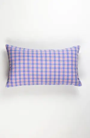 ARCHIVE NEW YORK Handwoven Classic Gingham Rectangle Cotton Throw Pillow - Blue