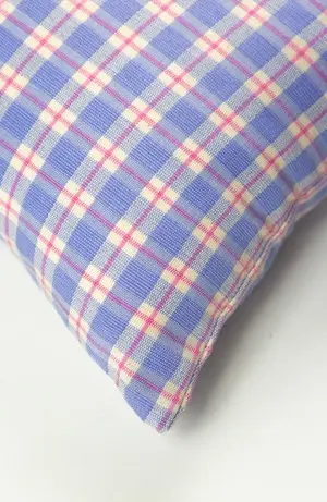 ARCHIVE NEW YORK Handwoven Classic Gingham Rectangle Cotton Throw Pillow - Blue