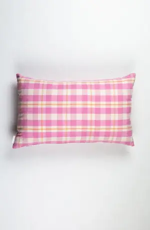 ARCHIVE NEW YORK Handwoven Classic Gingham Rectangle Cotton Throw Pillow - Pink