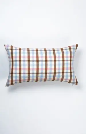 ARCHIVE NEW YORK Handwoven Classic Plaid Rectangle Cotton Throw Pillow - Brown