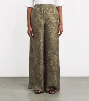 Max Mara Silk Printed Wide-leg Trousers