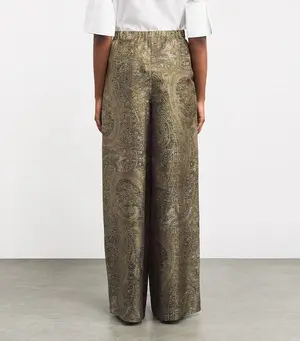 Max Mara Silk Printed Wide-leg Trousers