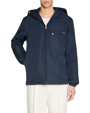 Sandro Regular Fit Nylon Windbreaker - Navy Blue
