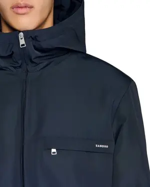 Sandro Regular Fit Nylon Windbreaker - Navy Blue