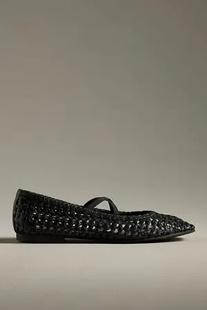 Anthropologie By Anthropologie Woven Leather Ballet Flats Black