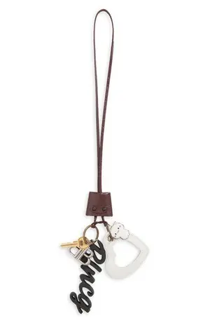 Balenciaga City Heart Bag Charm - Dark Burgundy/ Optic White