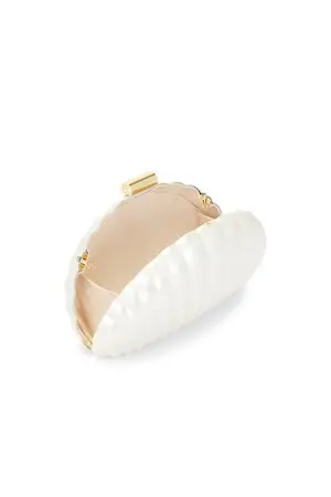 Simkhai Monet Pearlized Shell Clutch - Ivory
