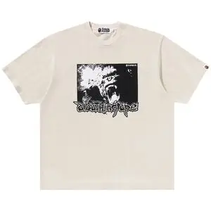 BAPE Mad Ape Graphic Acid Wash Relaxed Fit Tee 'ivory' Cream