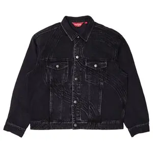 Supreme Logo Denim Trucker Jacket - Black
