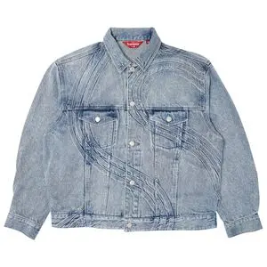 Supreme Logo Denim Trucker Jacket - Blue