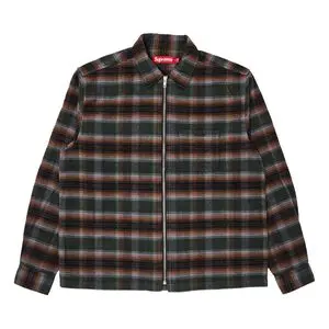 Supreme Shadow Plaid Flannel Zip Up Shirt