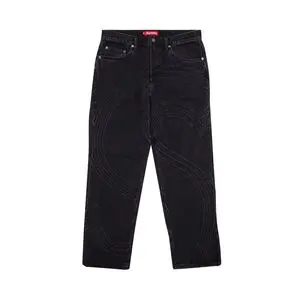 Supreme S Logo Loose Fit Jeans - Black