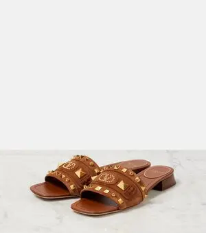 Valentino Garavani Plaster Caster Studded Suede Slides