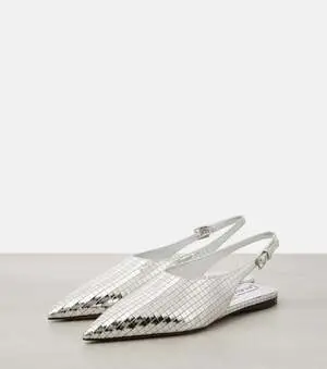 Alaïa Art Deco Mirrored Leather Slingback Flats