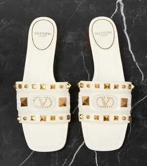 Valentino Garavani Plaster Caster Studded Leather Slides