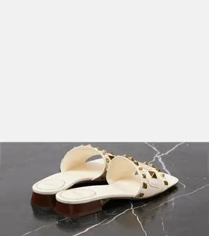 Valentino Garavani Plaster Caster Studded Leather Slides - White
