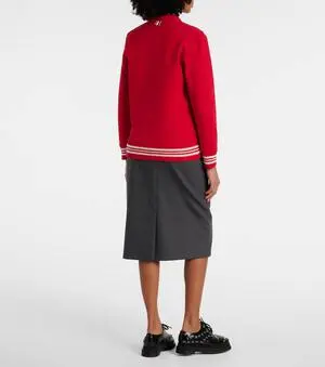 Thom Browne 4-bar Bouclé-trimmed Cotton Cardigan