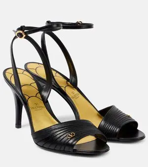 Valentino Garavani Ladycrush 85 Embellished Leather Sandals - Black