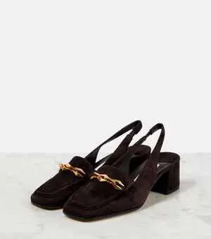 JIMMY CHOO Diamond Tilda 45 Suede Slingback Pumps - Brown