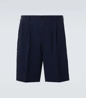 Rubinacci Pleated Wool Seersucker Shorts