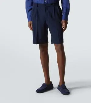 Rubinacci Pleated Wool Seersucker Shorts