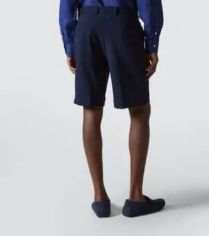 Rubinacci Pleated Wool Seersucker Shorts