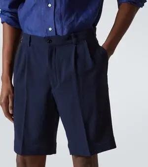 Rubinacci Pleated Wool Seersucker Shorts